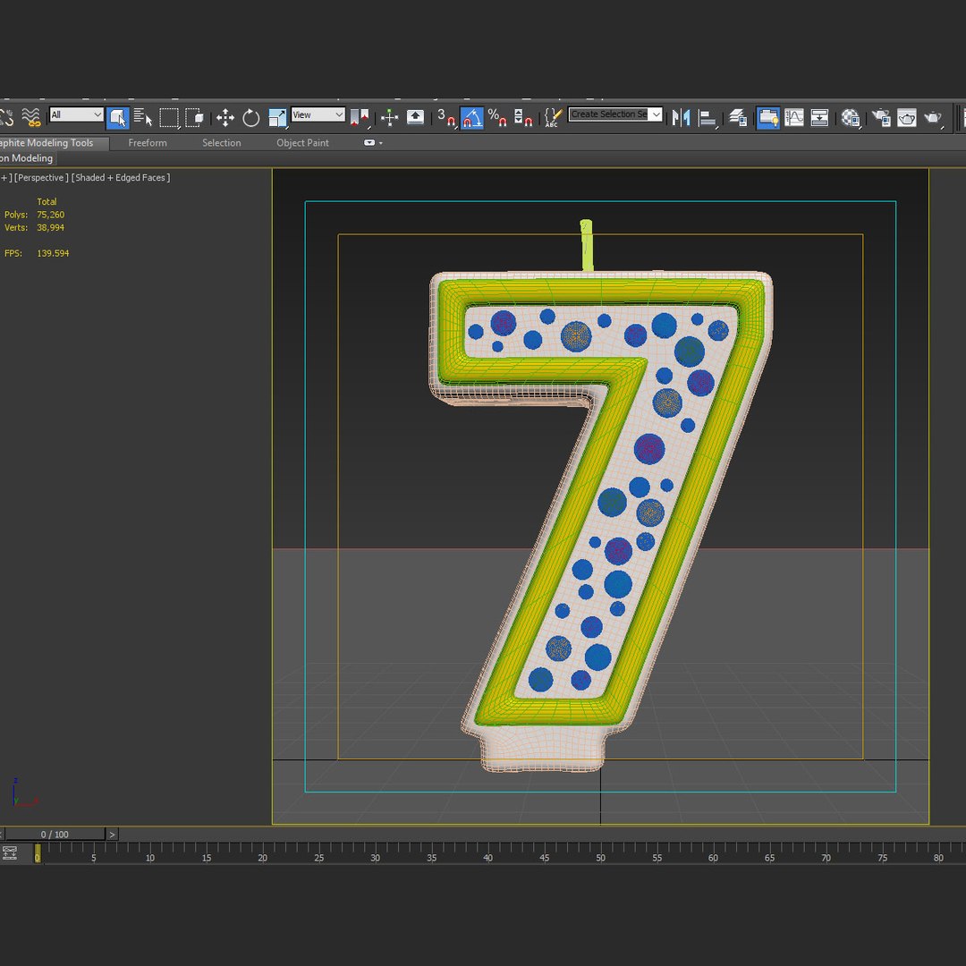 3d Realistic Number Candle 7