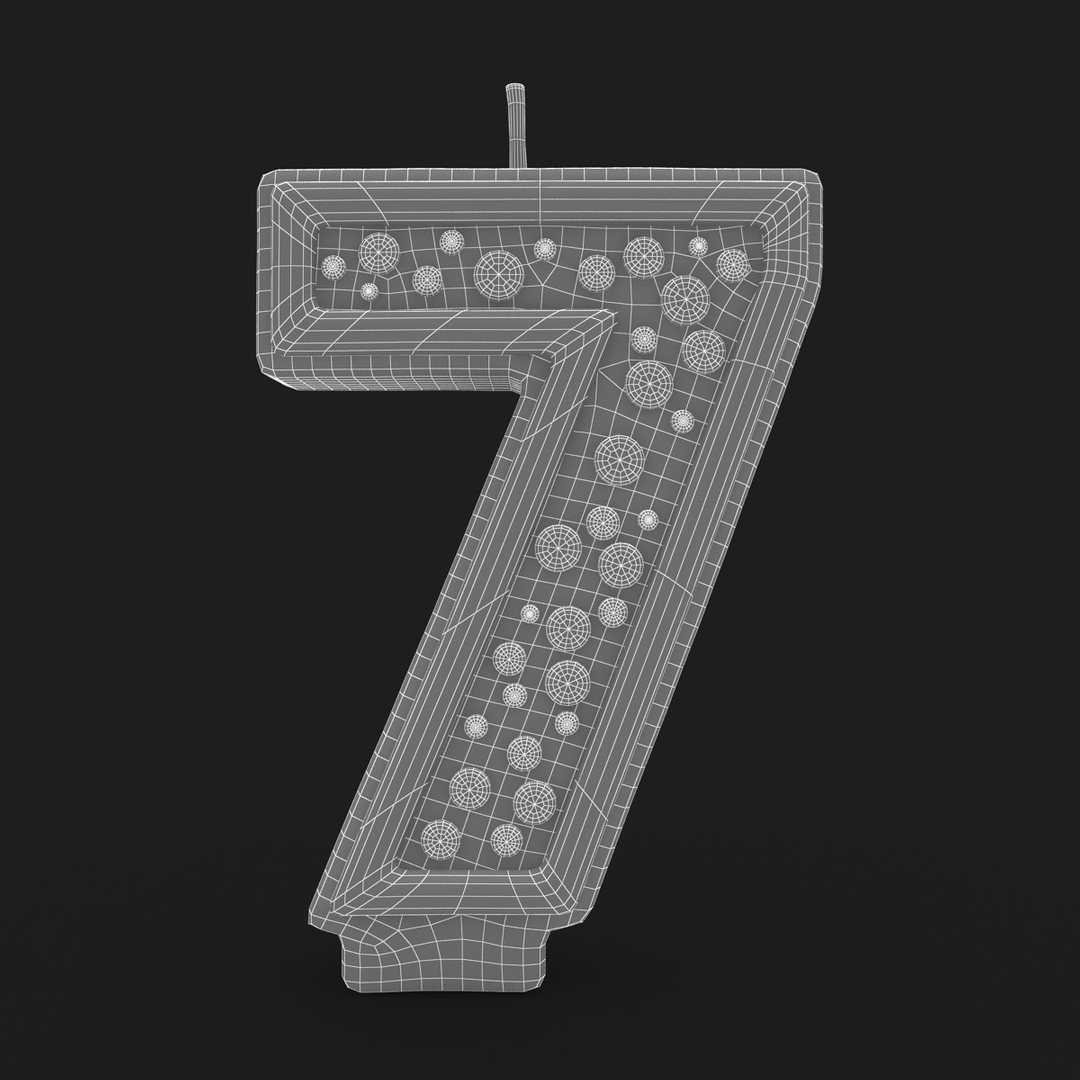 3d Realistic Number Candle 7