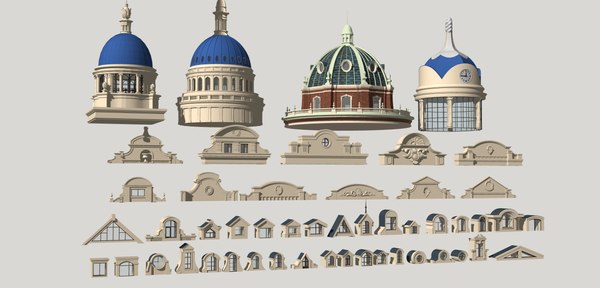 3D model European church dome dormer building components - TurboSquid ...
