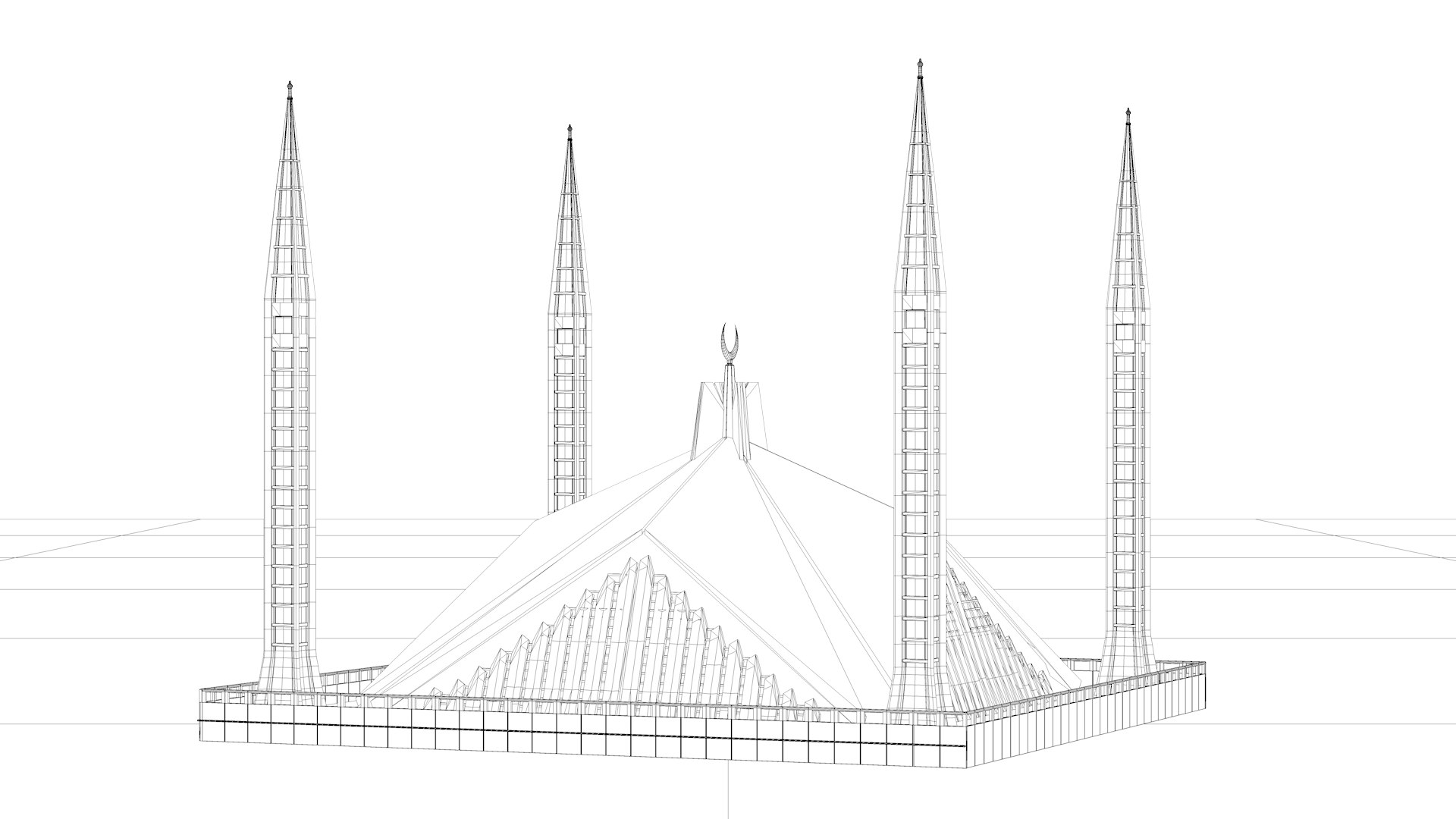Faisal Mosque Model - TurboSquid 2359362