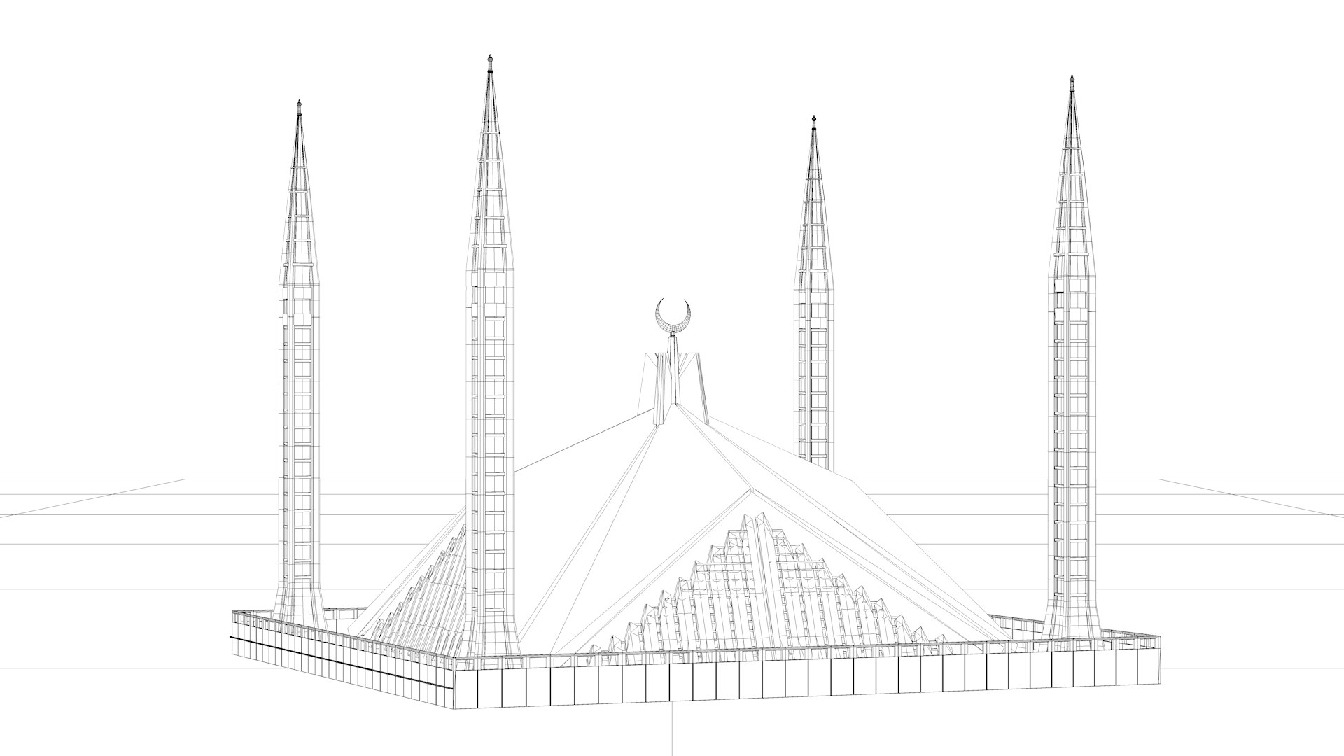 Faisal Mosque Model - TurboSquid 2359362