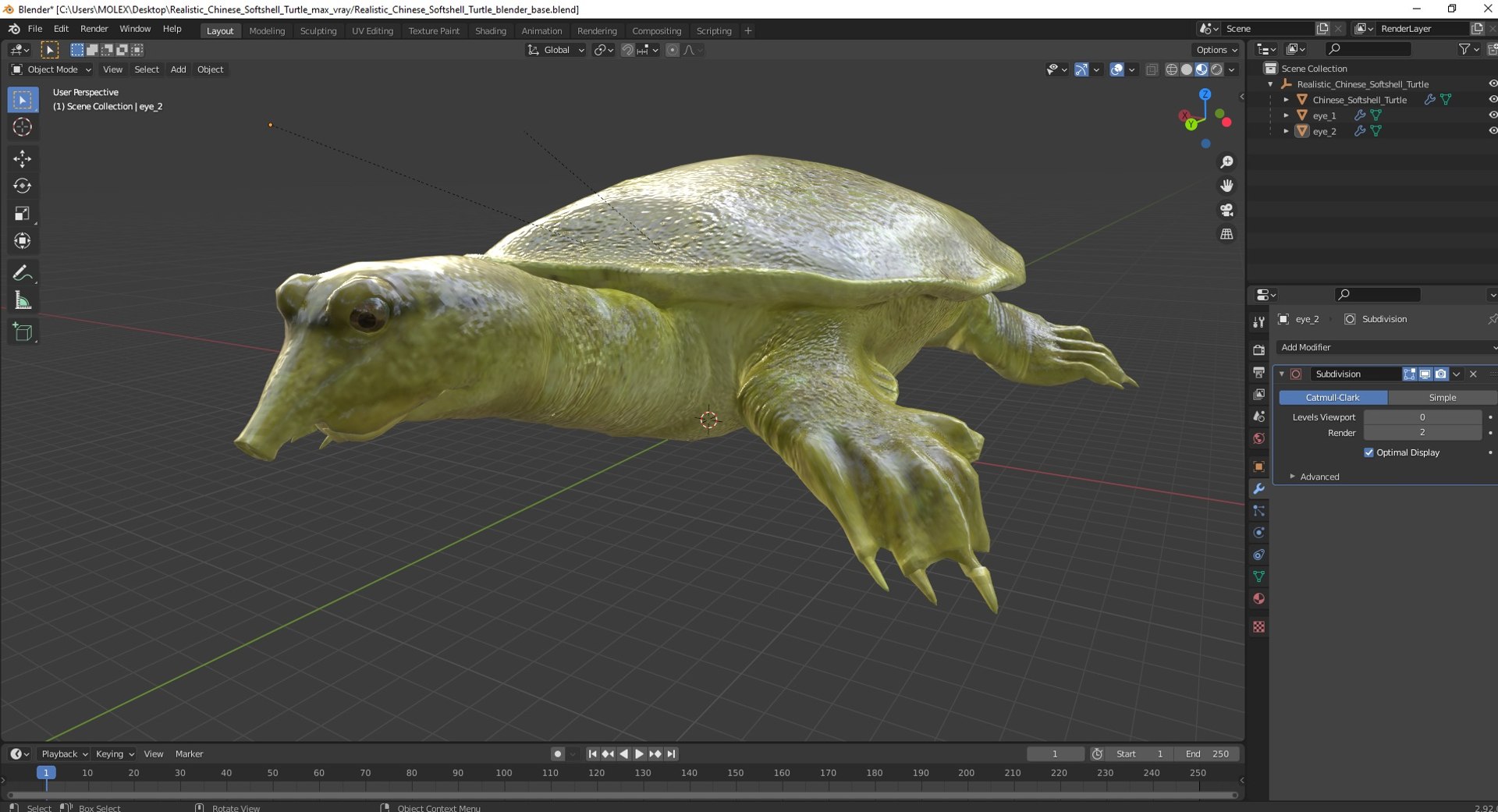 Realistic Chinese Softshell Turtle 3D Model - TurboSquid 2218377