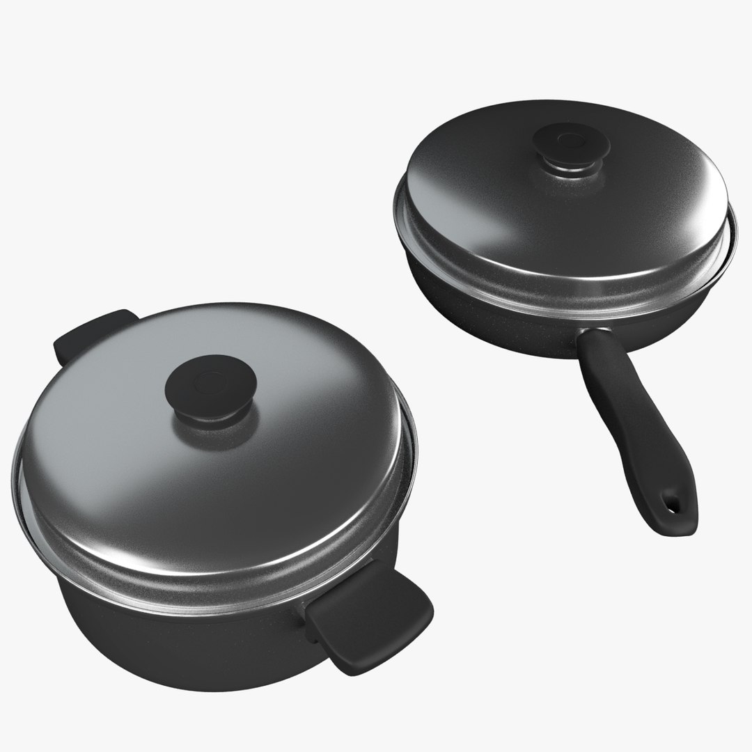 3D Utensils - 2 Pans with lid model - TurboSquid 1763203