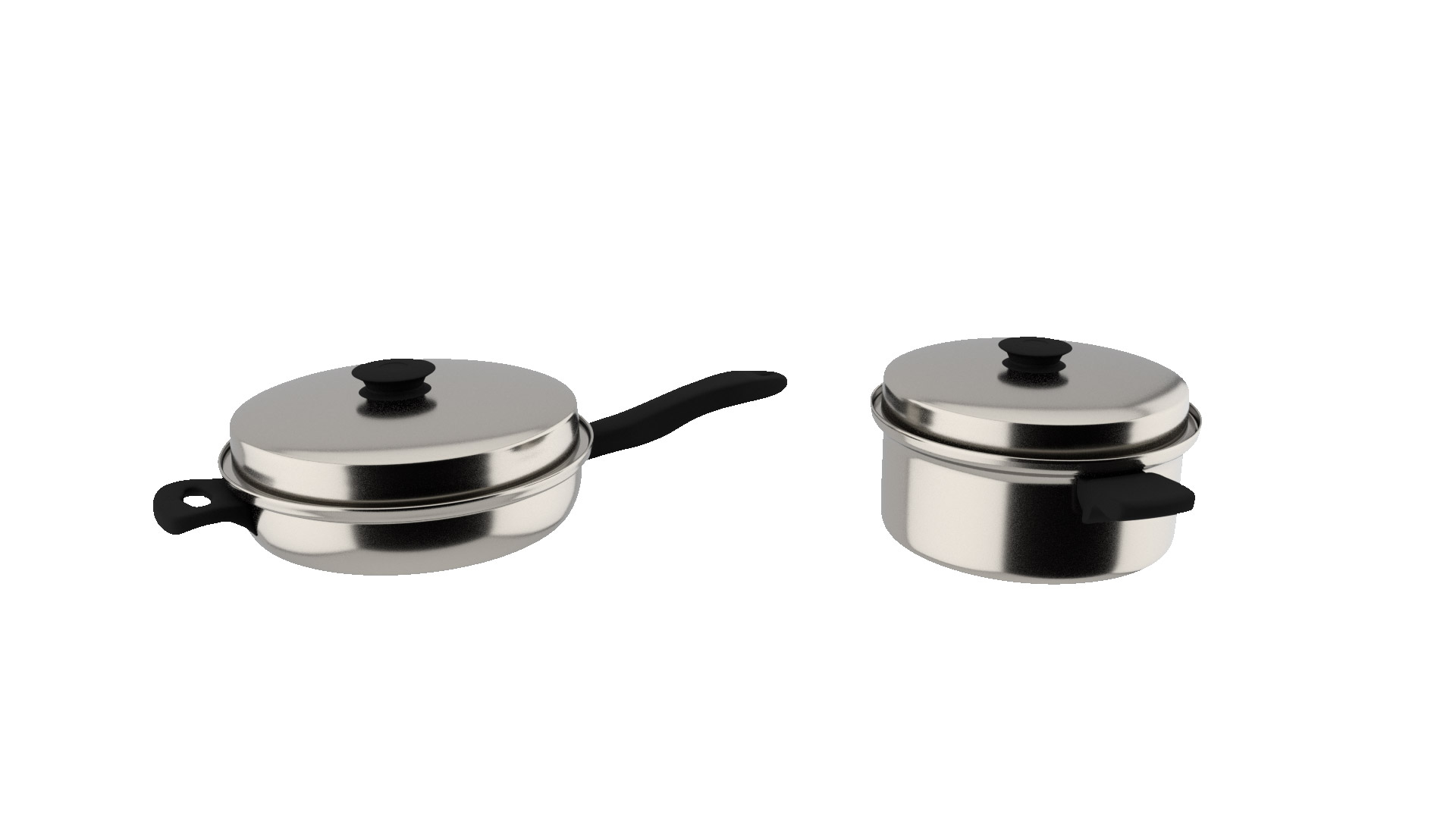3D Utensils - 2 Pans with lid model - TurboSquid 1763203