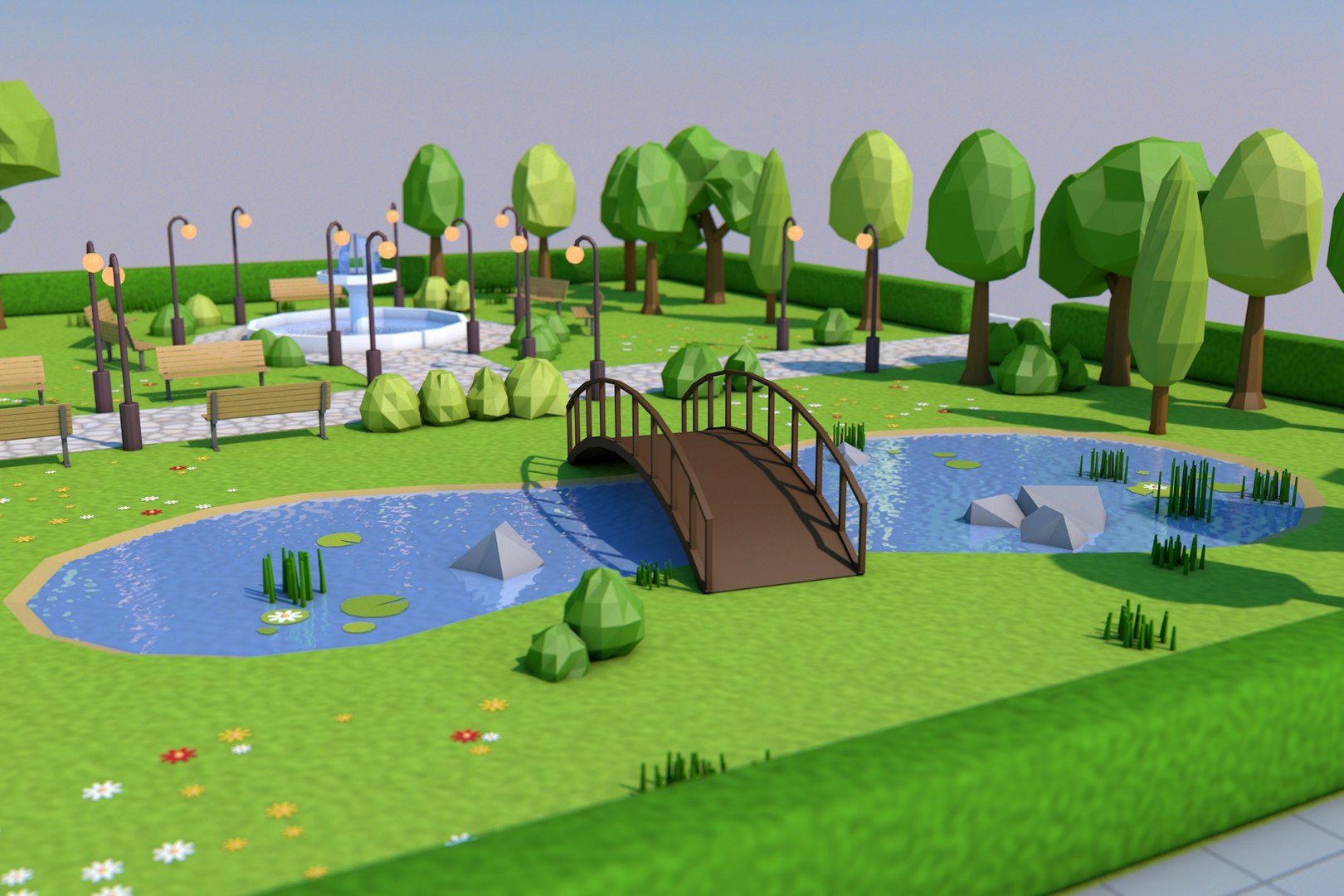 3D Park Nature Landscape Model - TurboSquid 1660942