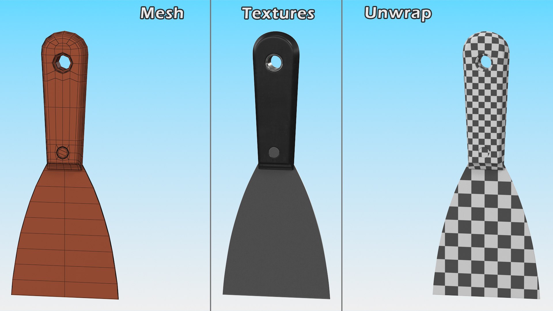 3D Scraper 3 Inch Black Handle - TurboSquid 1943454