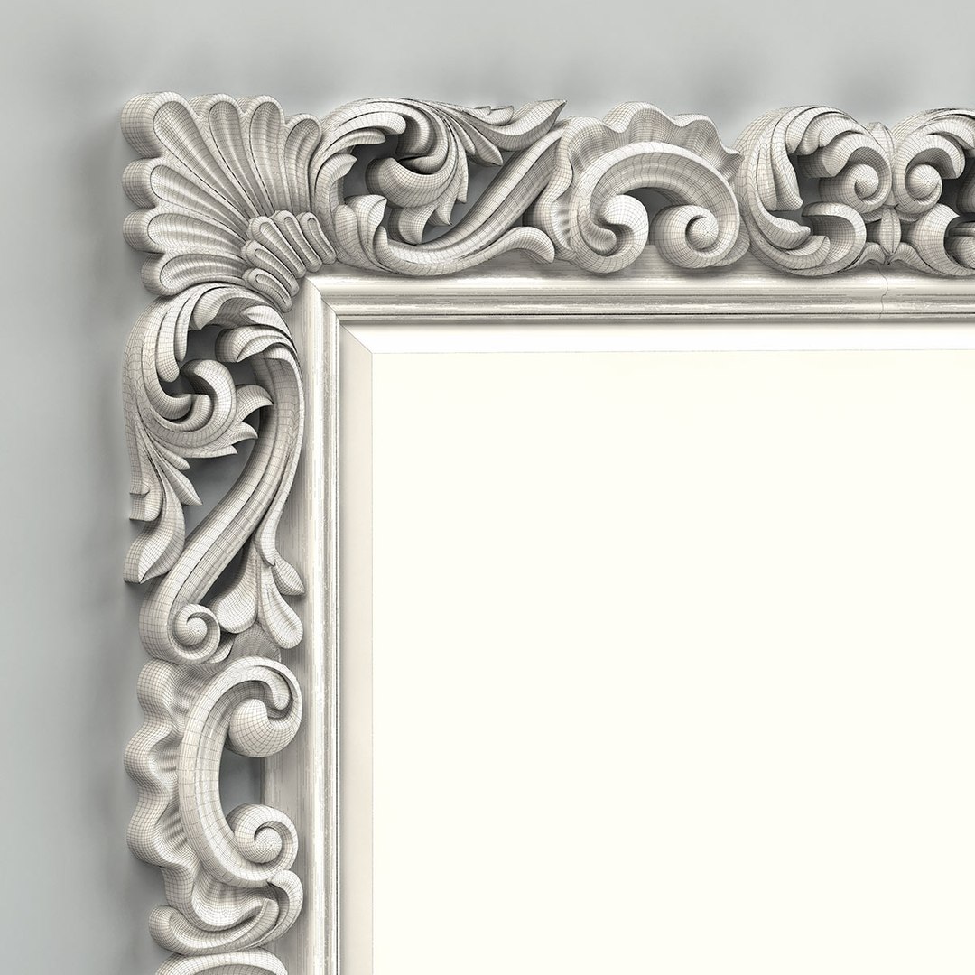 Carved Rectangle Mirror Frame 3D Model - TurboSquid 1294706