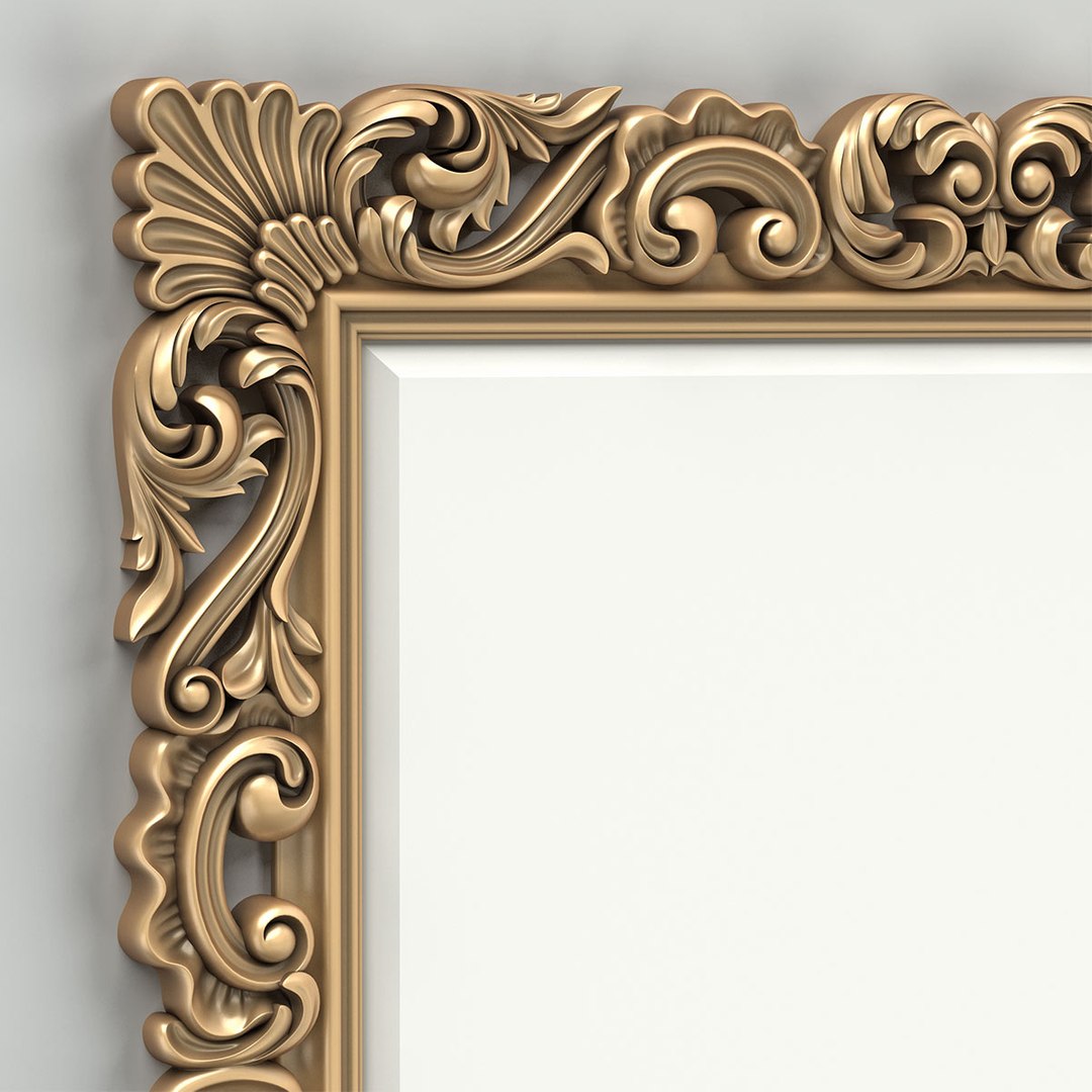 Carved Rectangle Mirror Frame 3D Model - TurboSquid 1294706