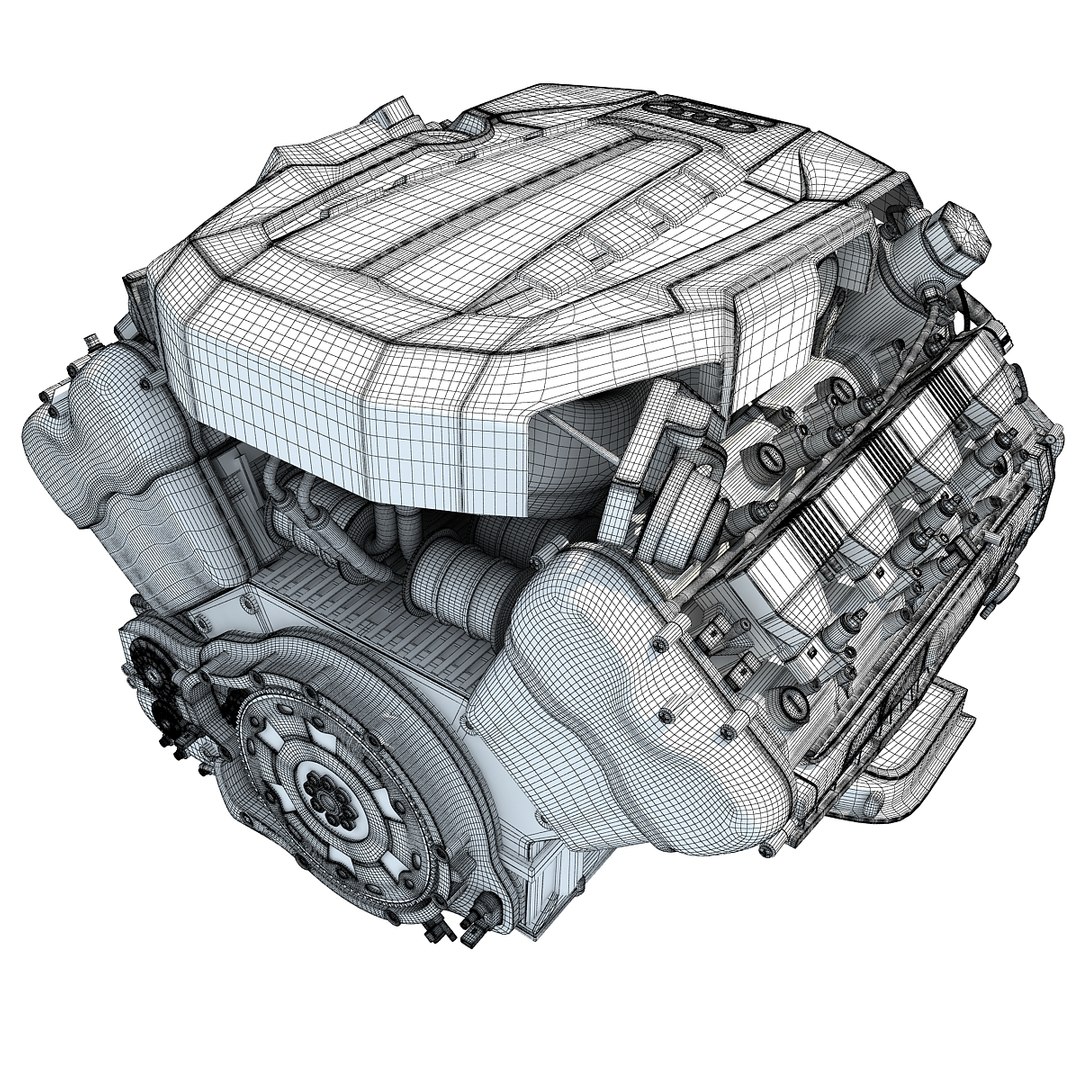 3d model audi s8 tfsi v8 engine