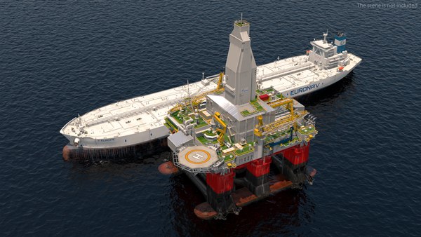 modelo 3d Superpetrolero TI Europe con plataforma petrolífera en alta ...