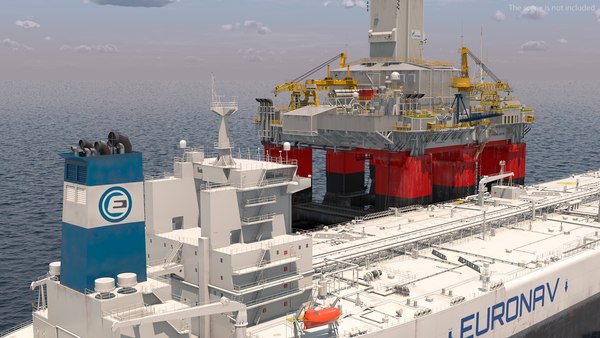 modelo 3d Superpetrolero TI Europe con plataforma petrolífera en alta ...
