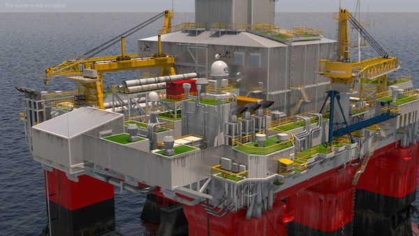 modelo 3d Superpetrolero TI Europe con plataforma petrolífera en alta ...