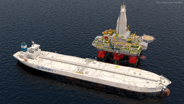 modelo 3d Superpetrolero TI Europe con plataforma petrolífera en alta ...