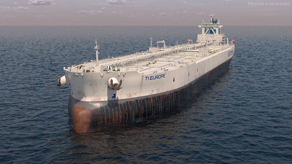 modelo 3d Superpetrolero TI Europe con plataforma petrolífera en alta ...