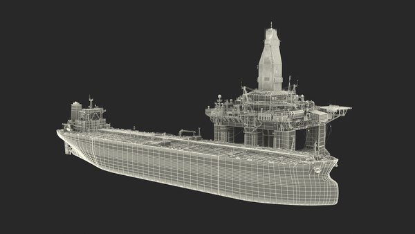 modelo 3d Superpetrolero TI Europe con plataforma petrolífera en alta ...