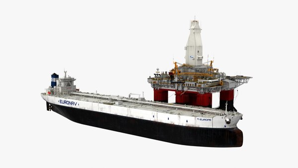modelo 3d Superpetrolero TI Europe con plataforma petrolífera en alta ...