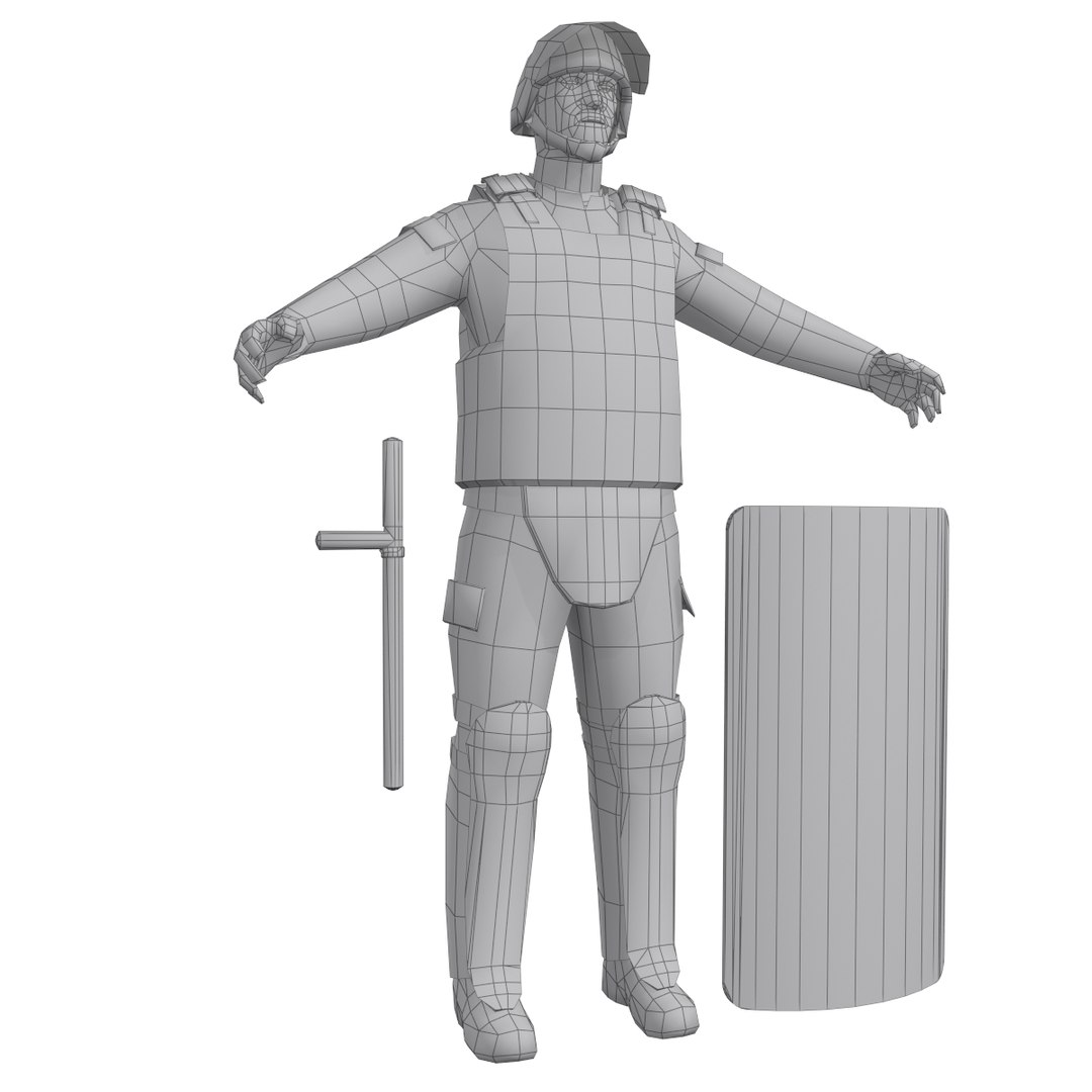 3d model riot police officer 4