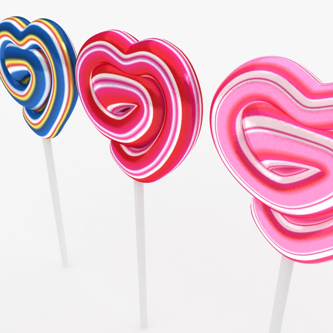 Lollipop Heart 4 Colors 3d Obj