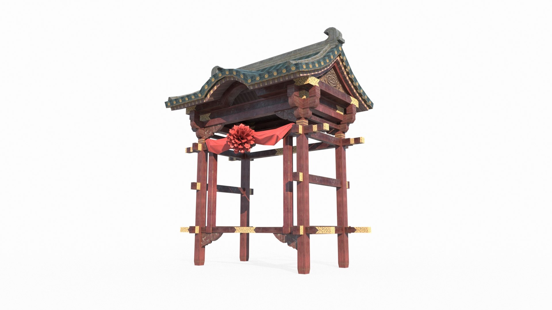 Archway decorated in ancient Asian architecture model - TurboSquid 2071468