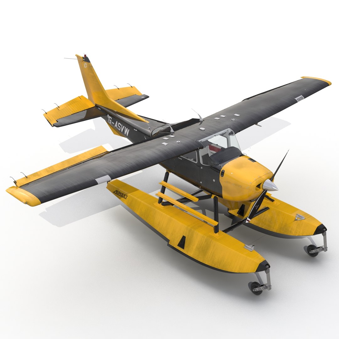 cessna 172 black seaplane 3d max