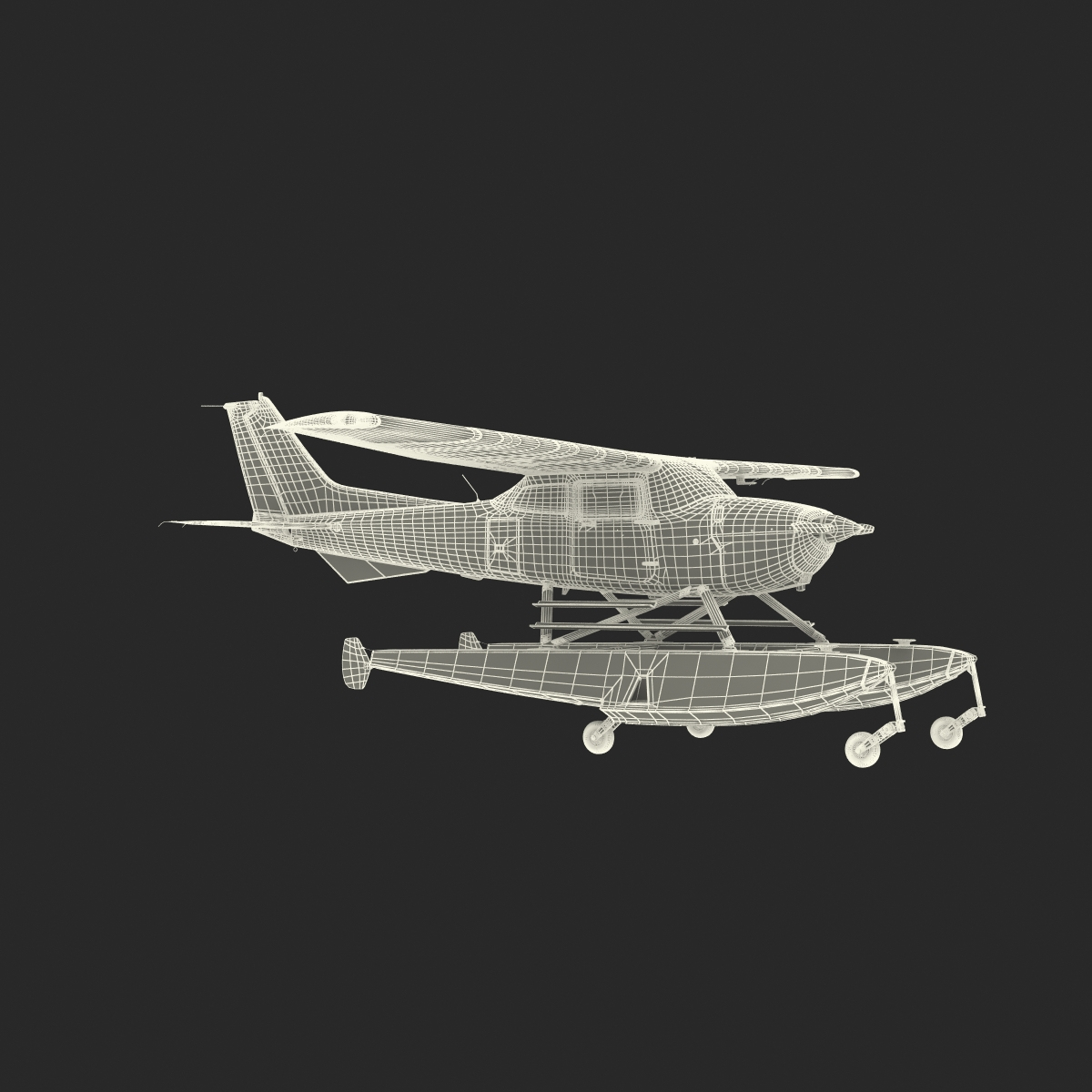 cessna 172 black seaplane 3d max