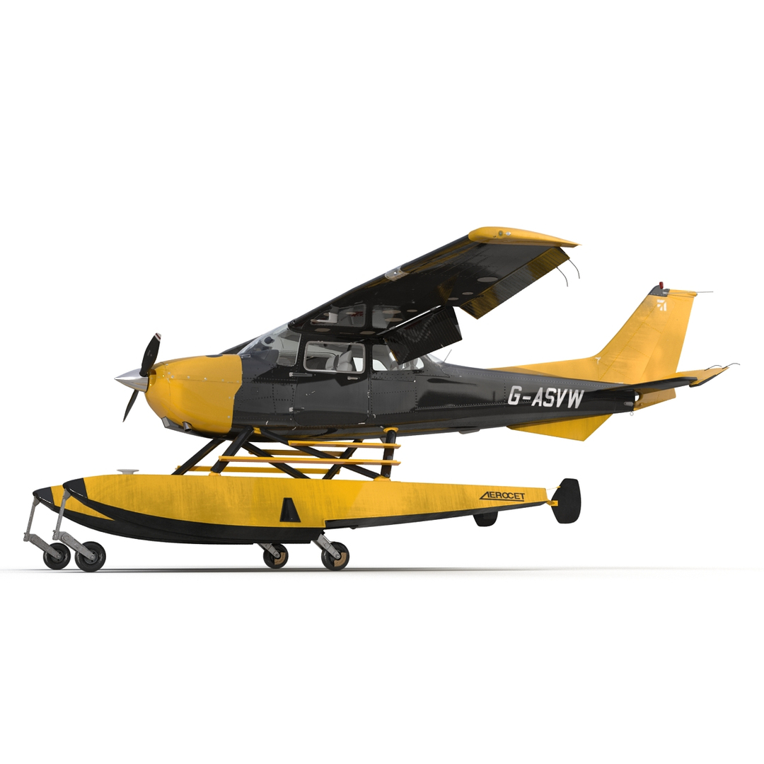 cessna 172 black seaplane 3d max