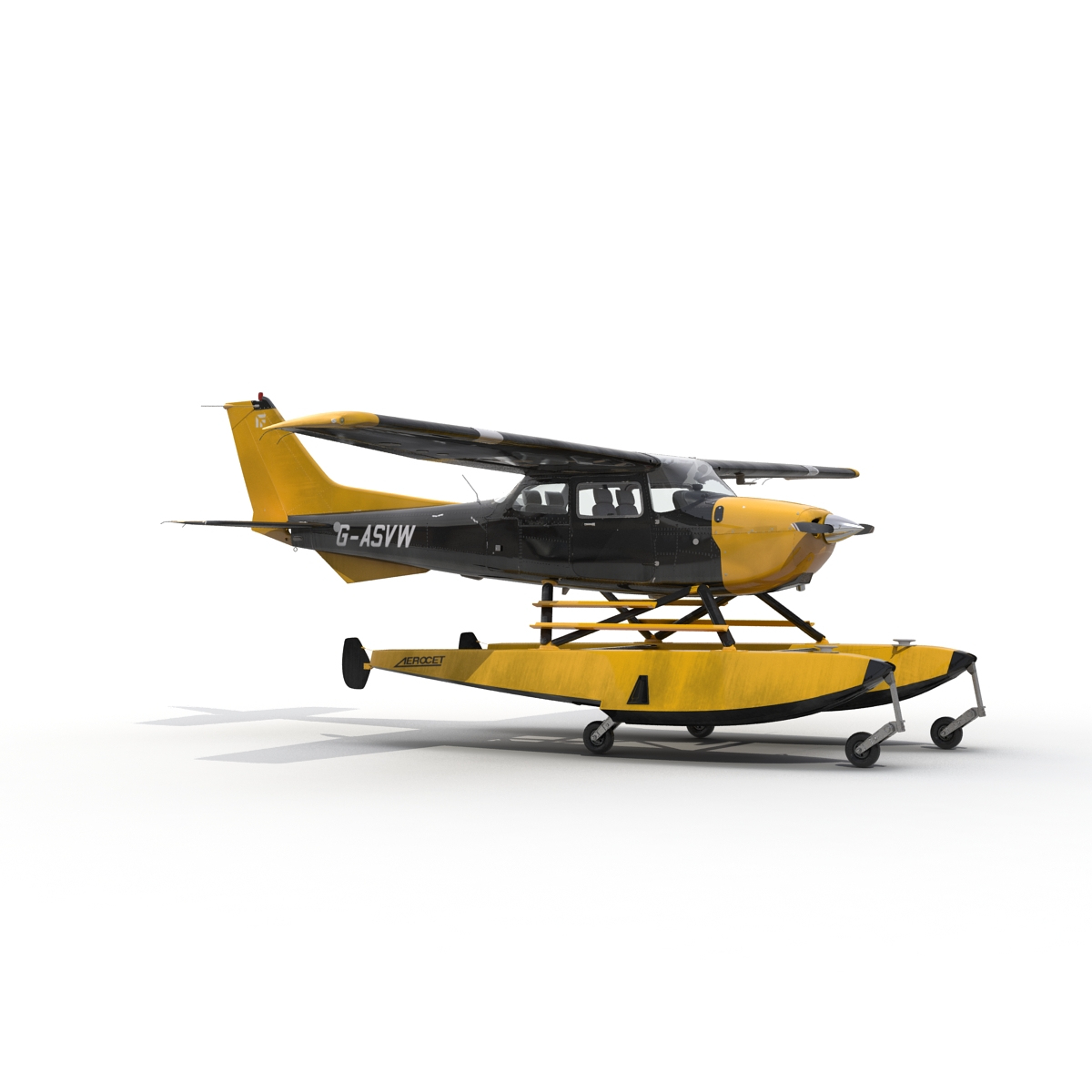 cessna 172 black seaplane 3d max