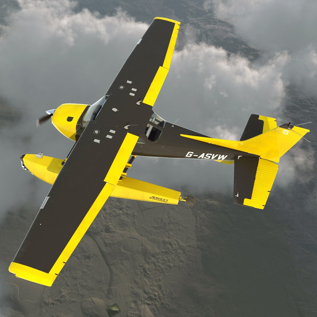 cessna 172 black seaplane 3d max