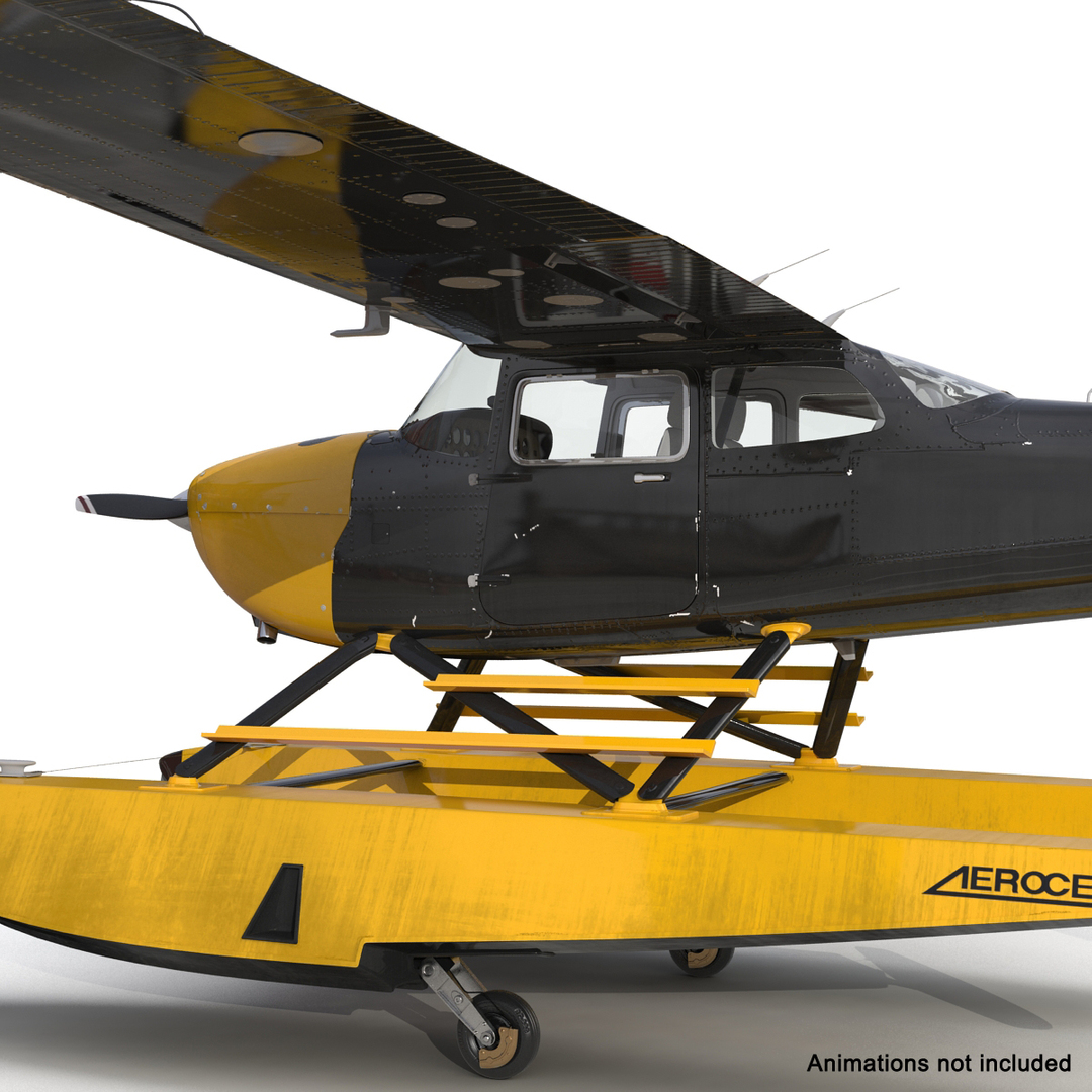 cessna 172 black seaplane 3d max