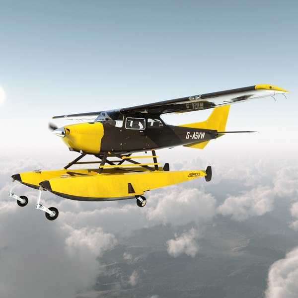 cessna 172 black seaplane 3d max