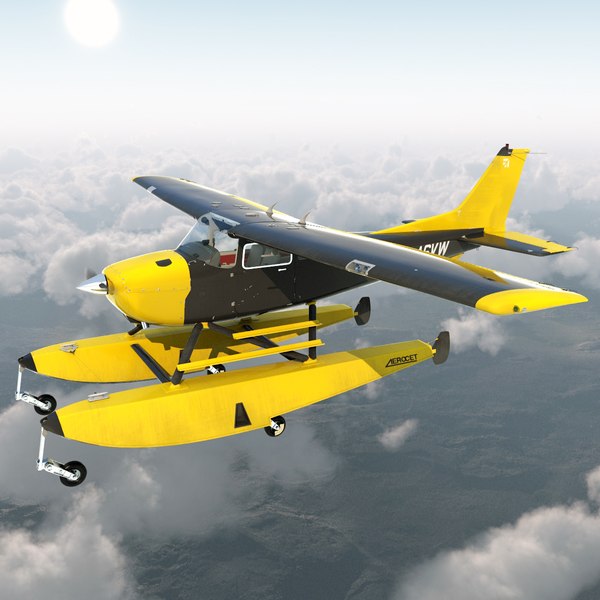 cessna 172 black seaplane 3d max