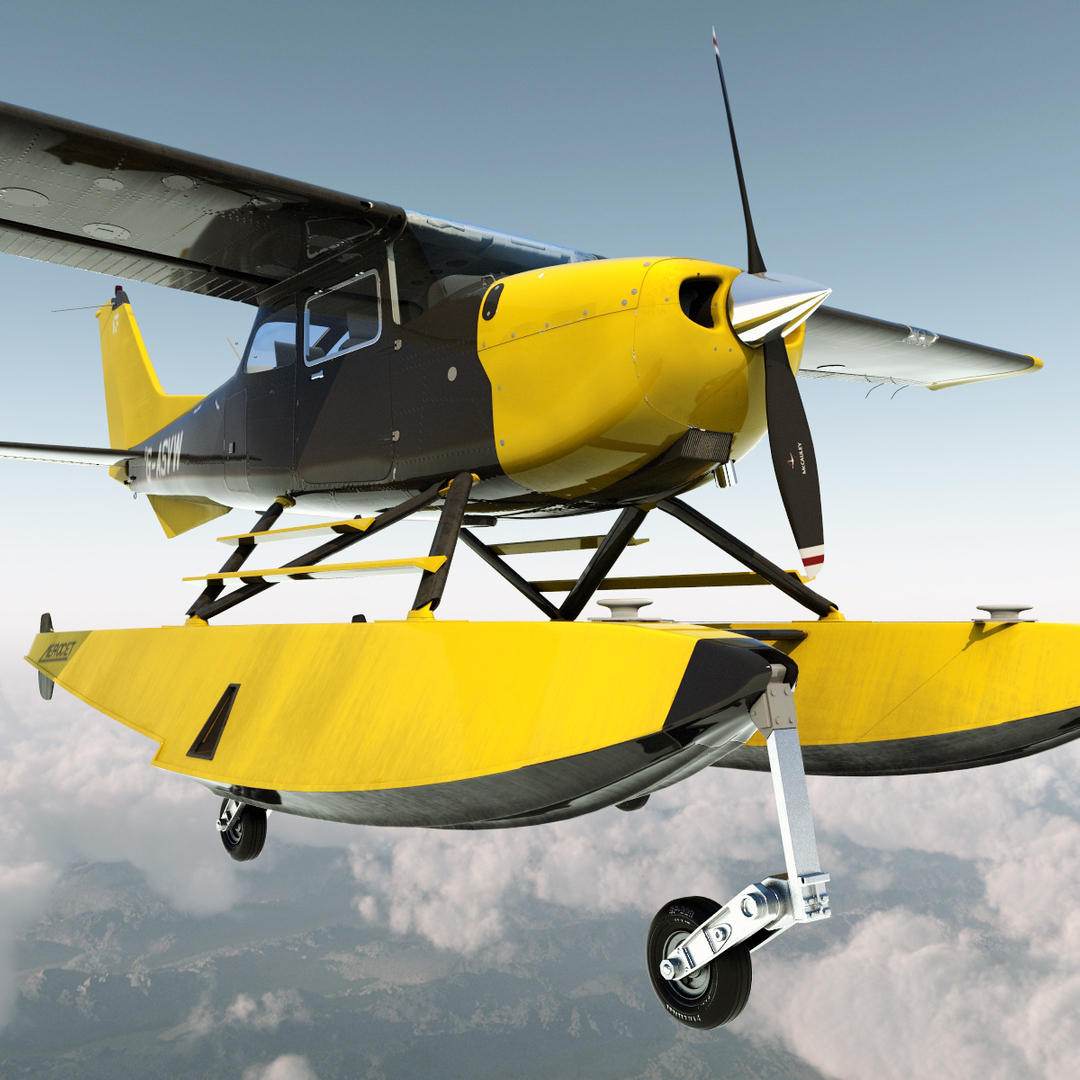 cessna 172 black seaplane 3d max