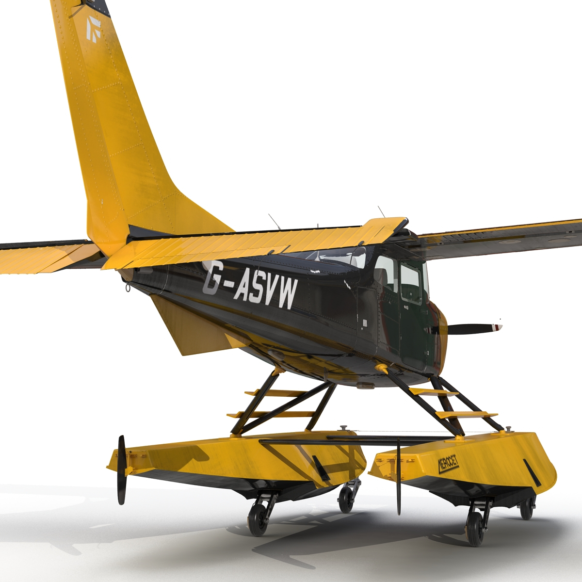 cessna 172 black seaplane 3d max