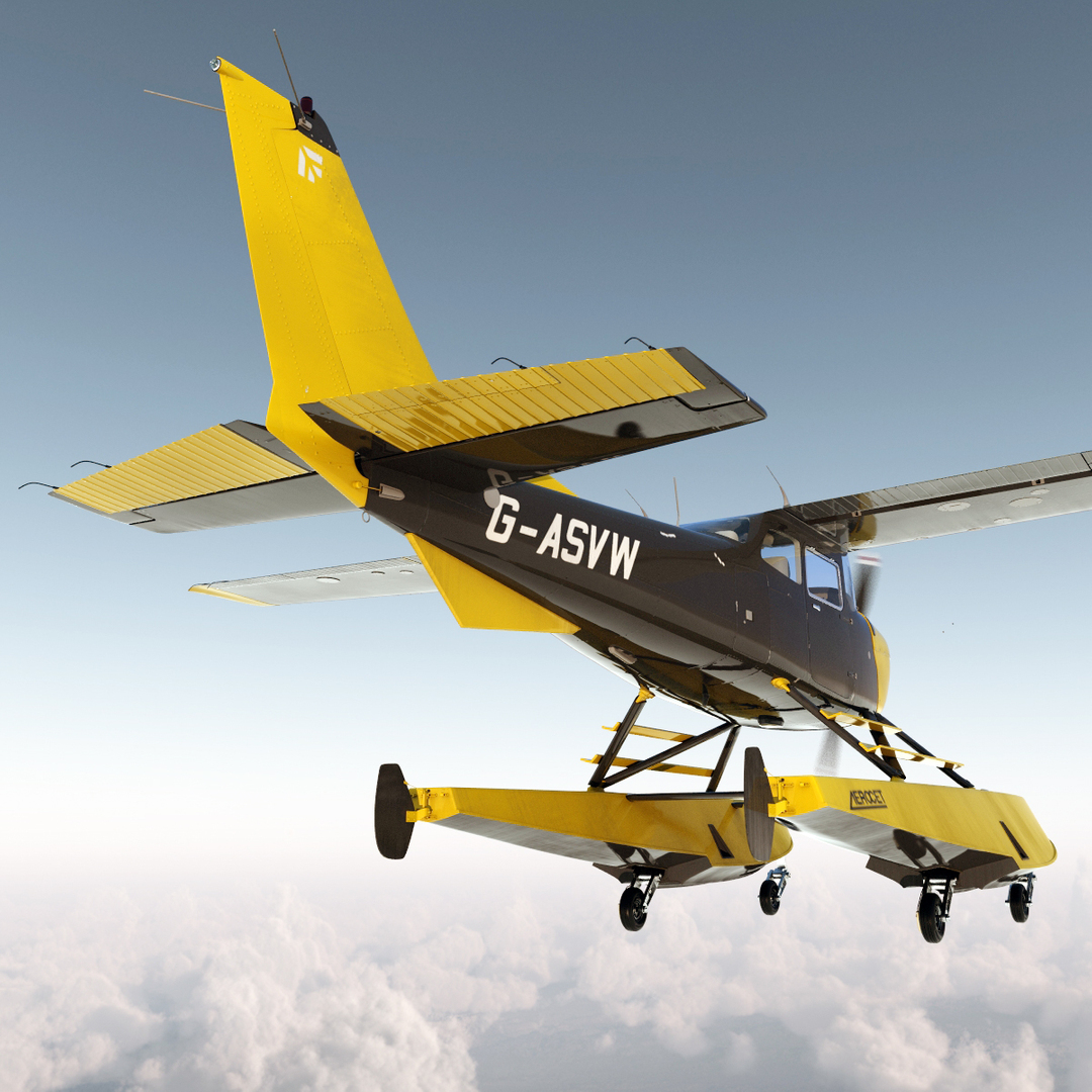 cessna 172 black seaplane 3d max