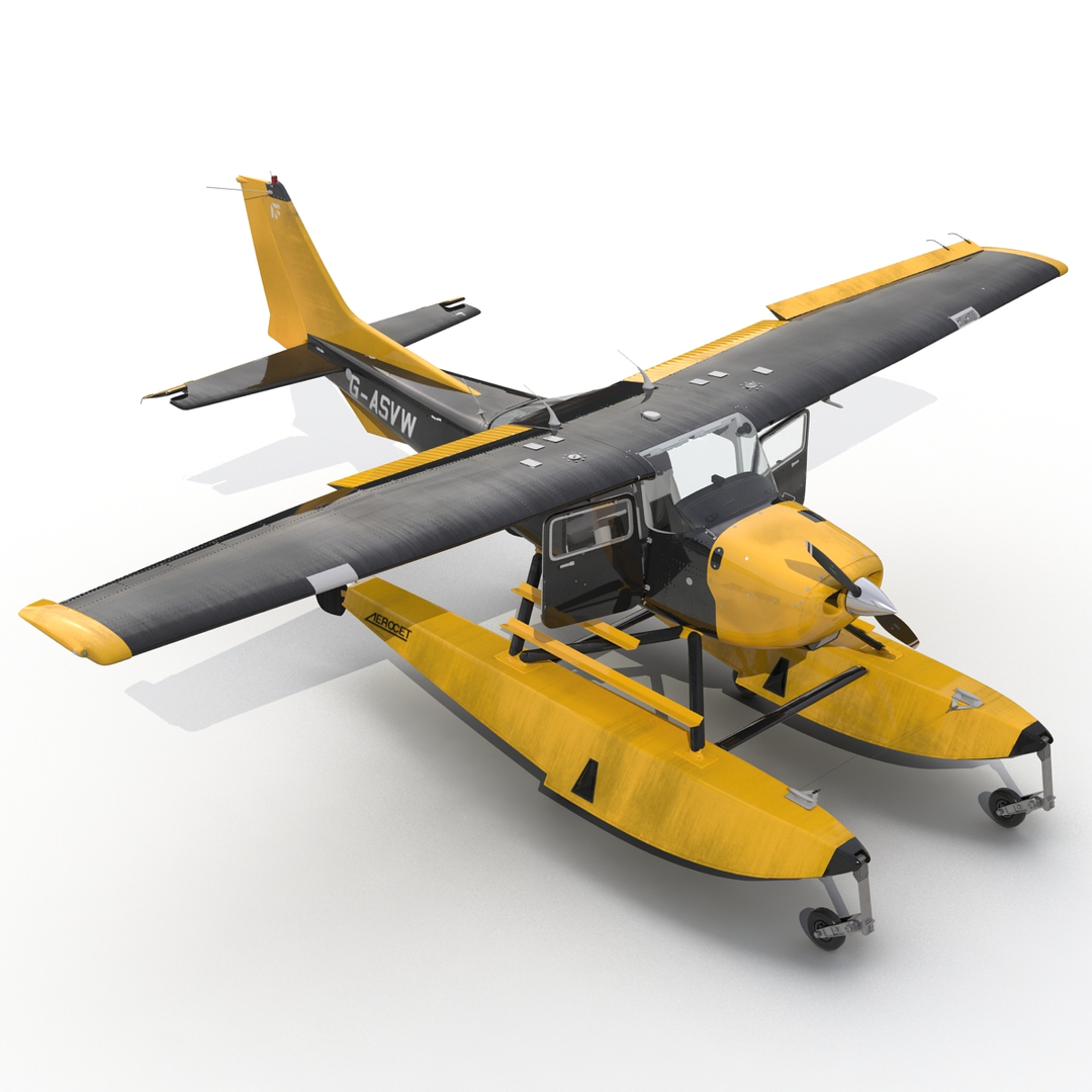 cessna 172 black seaplane 3d max
