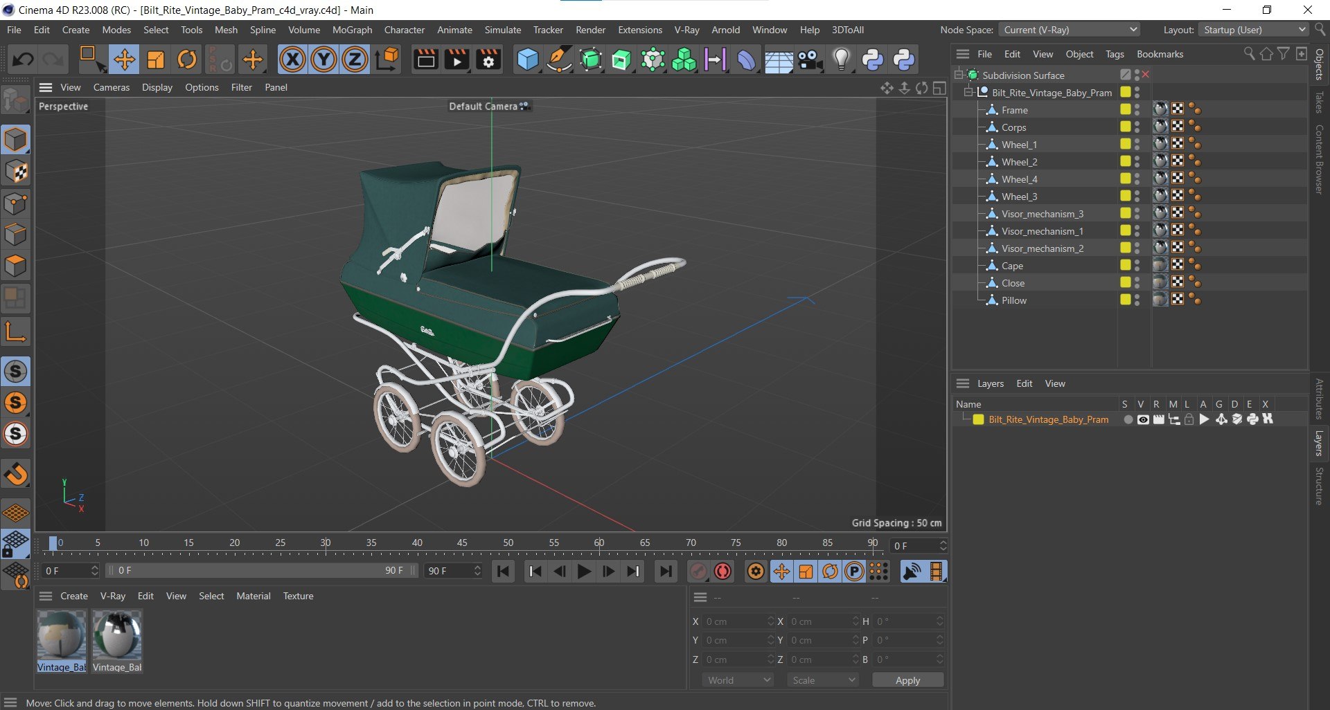 3D Model Bilt Rite Vintage Baby Pram - TurboSquid 2333998