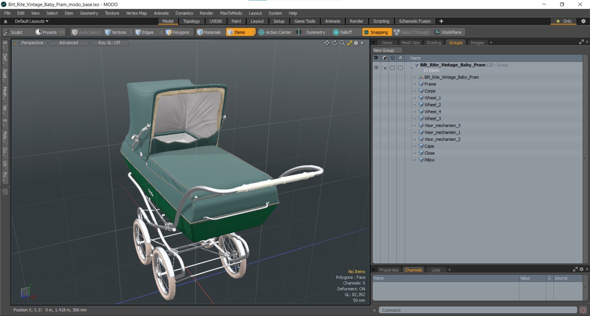 3D Model Bilt Rite Vintage Baby Pram - TurboSquid 2333998