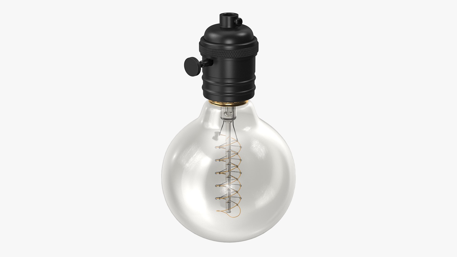 3D Black Lamp Holder With Light Bulb - TurboSquid 1835850