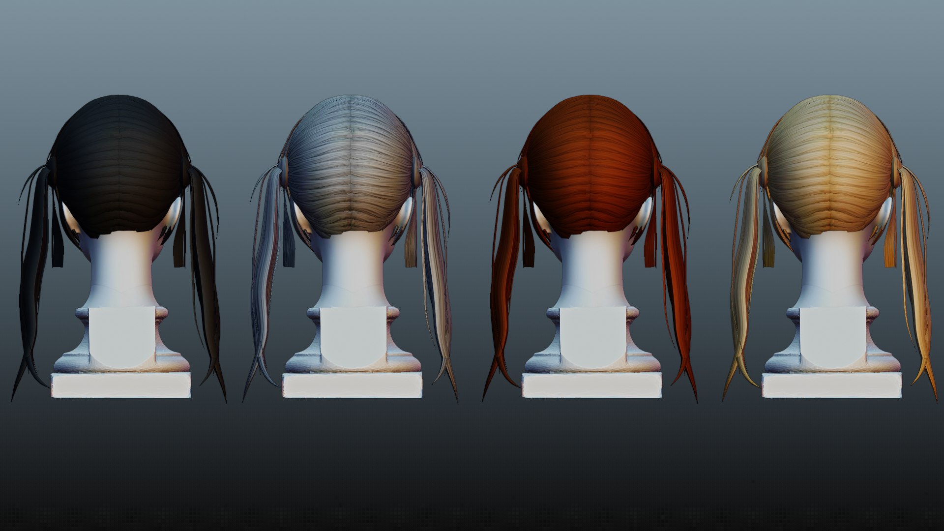 Female Hair 4 Colors 3D - TurboSquid 2198357