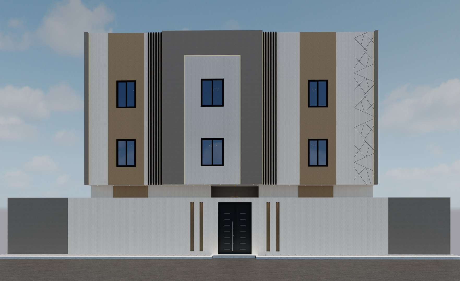 3D Model Modern Residential Building Facade 1 - TurboSquid 2047887