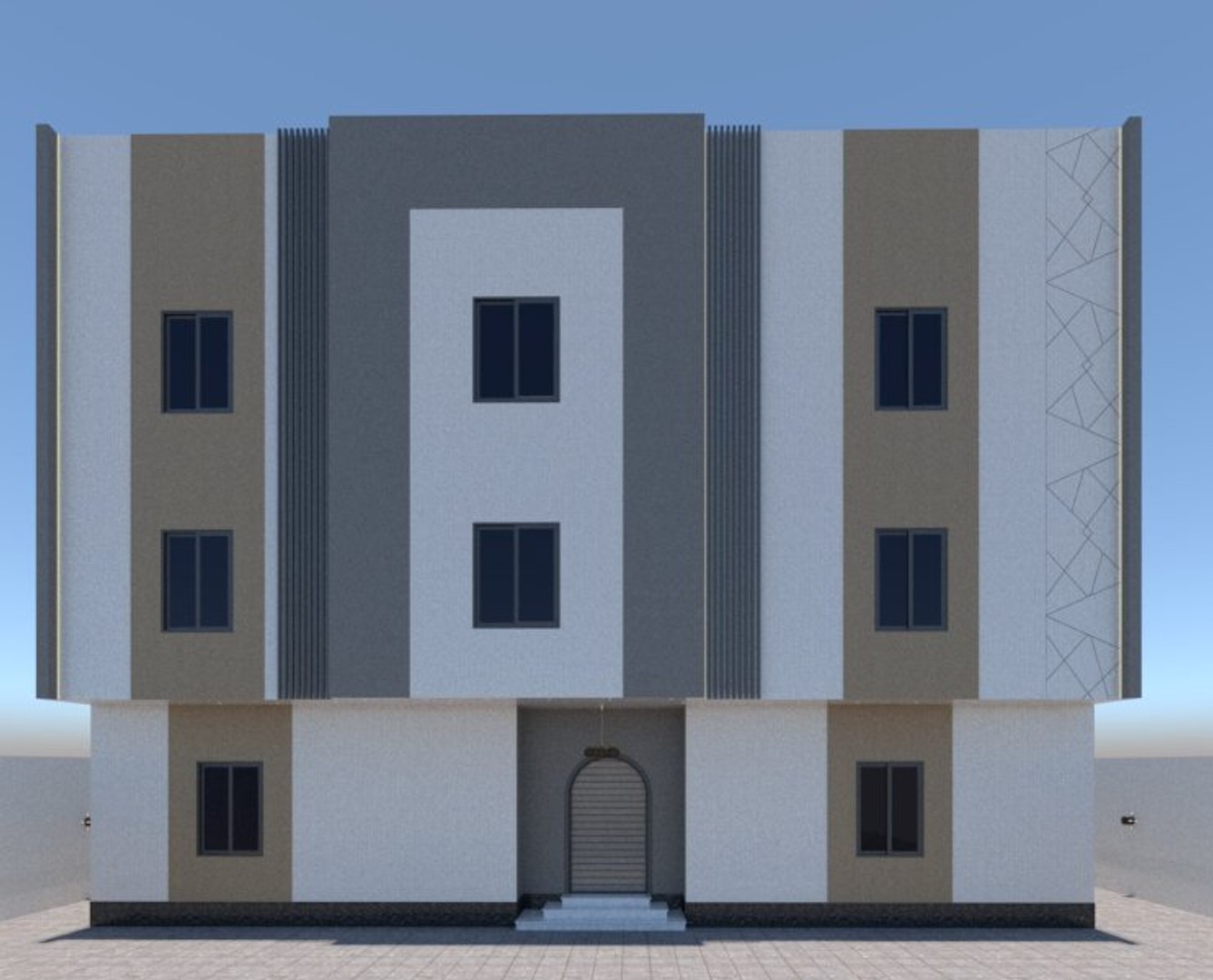 3D Model Modern Residential Building Facade 1 - TurboSquid 2047887