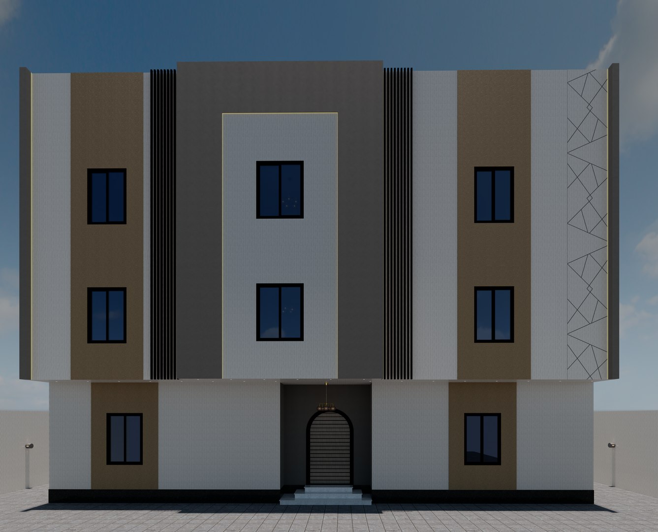 3D Model Modern Residential Building Facade 1 - TurboSquid 2047887