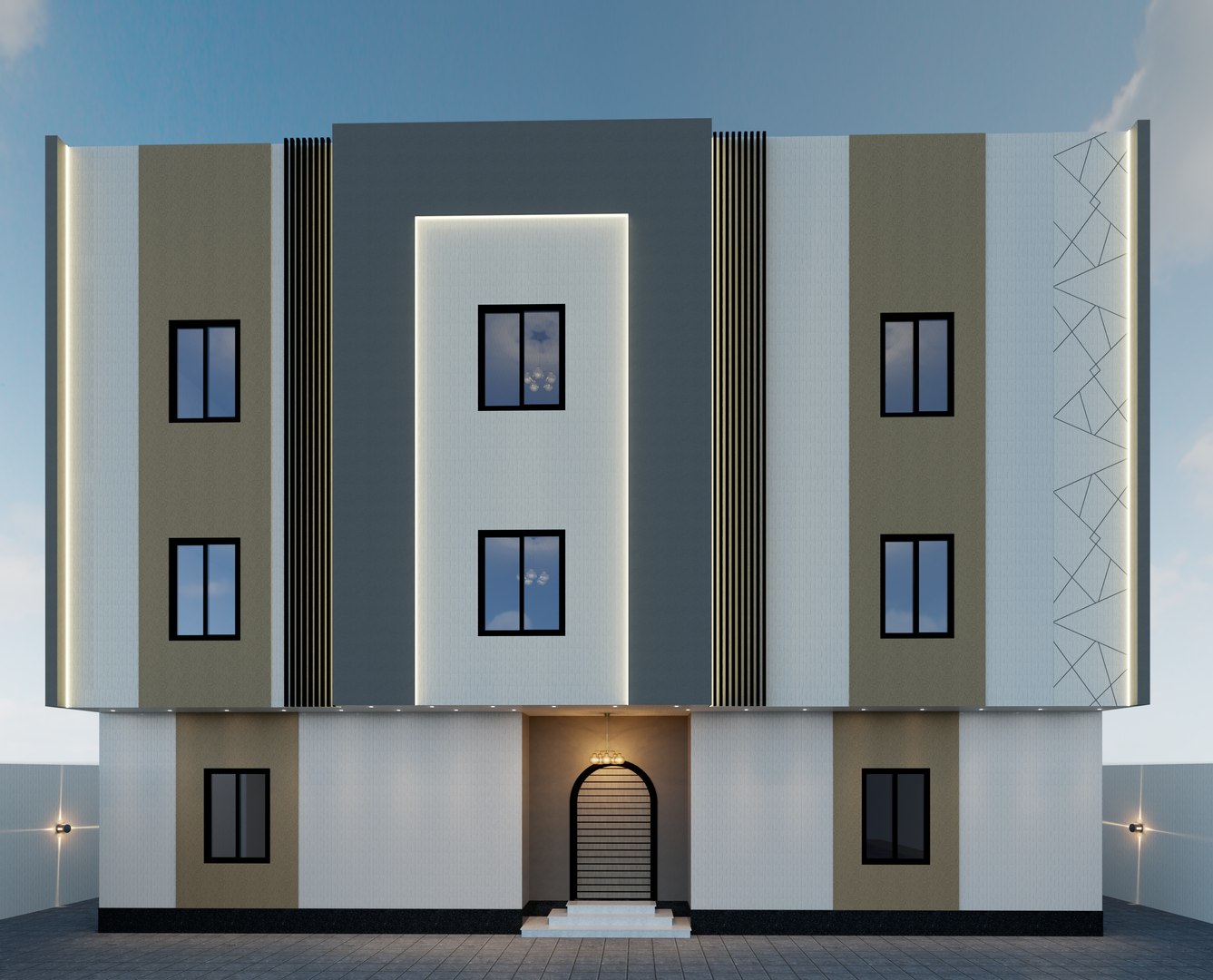 3D Model Modern Residential Building Facade 1 - TurboSquid 2047887