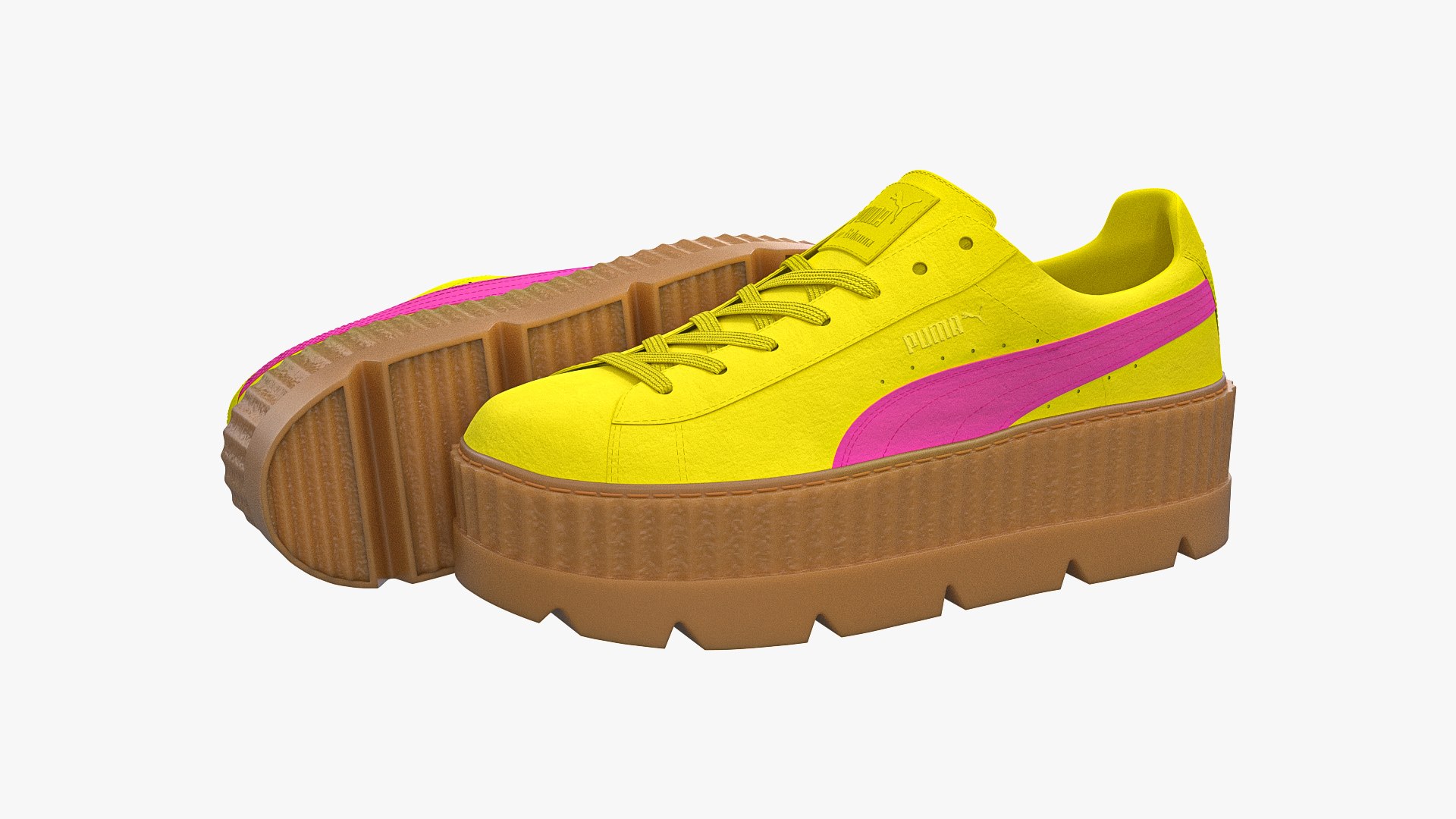 Puma X Fenty Cleated Creepers Yellow Suede 3D Model - TurboSquid 1893302