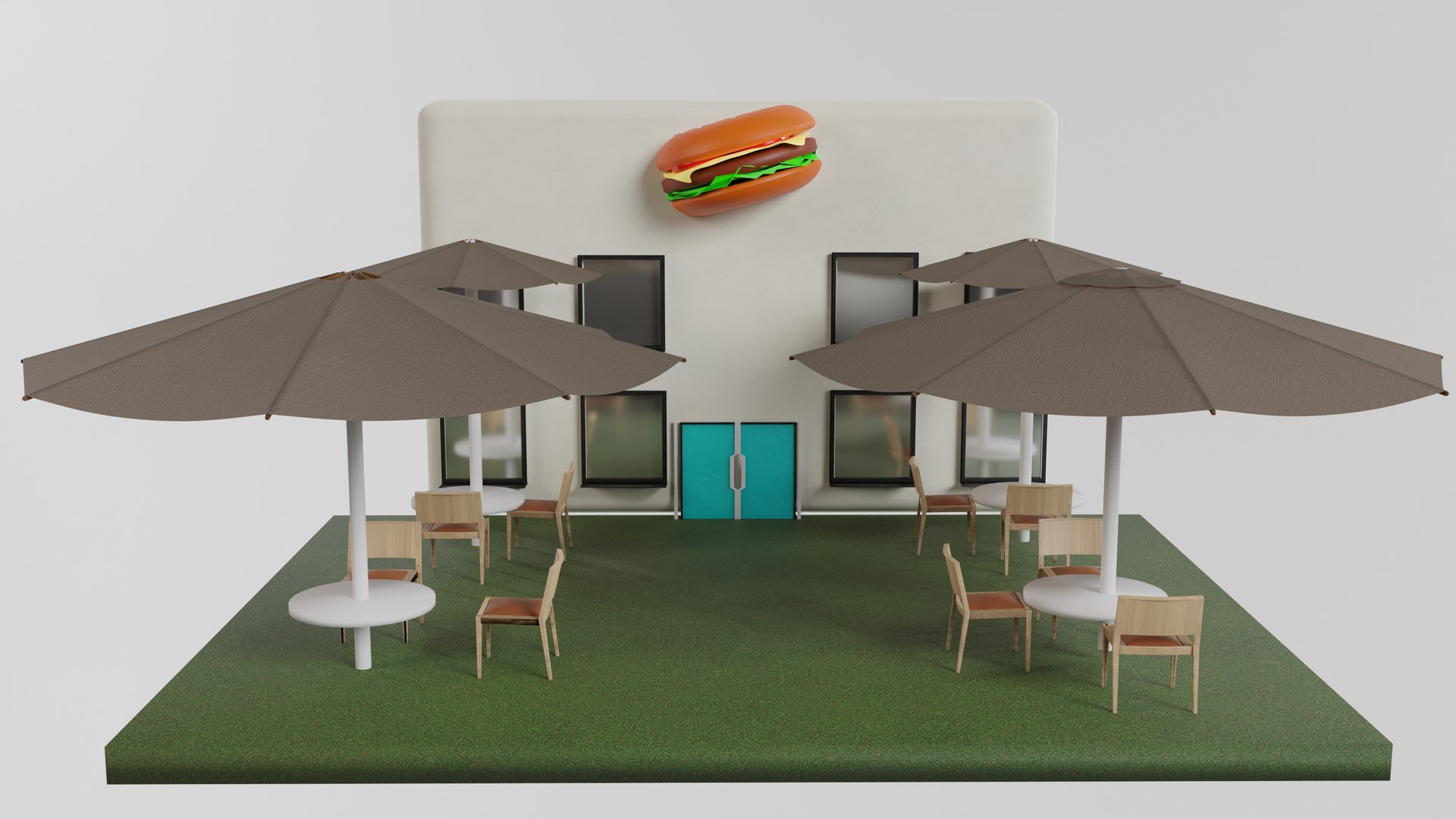 3D Summer Area Of A Burger Cafe Model - TurboSquid 1959783