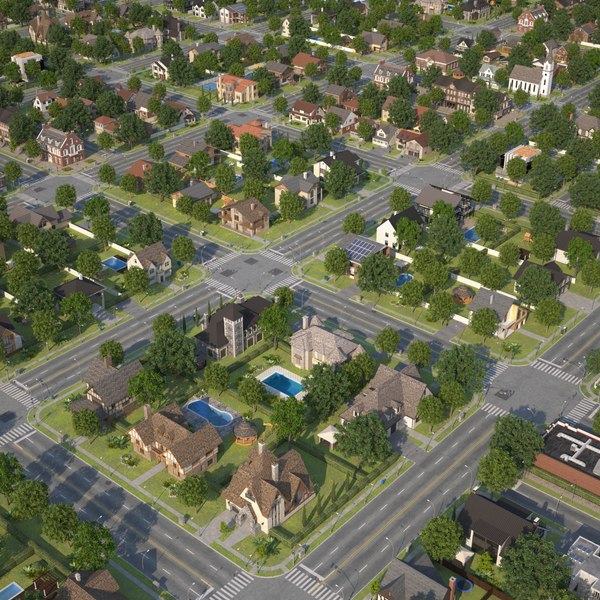 town suburb 3d max