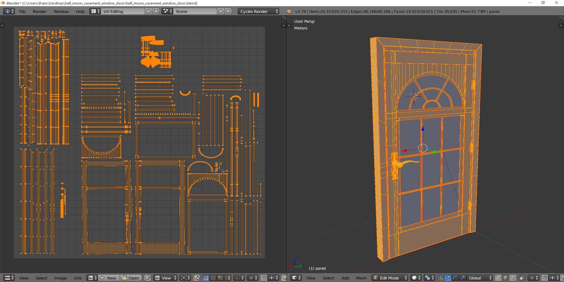 3ds Half Moon Casement Window
