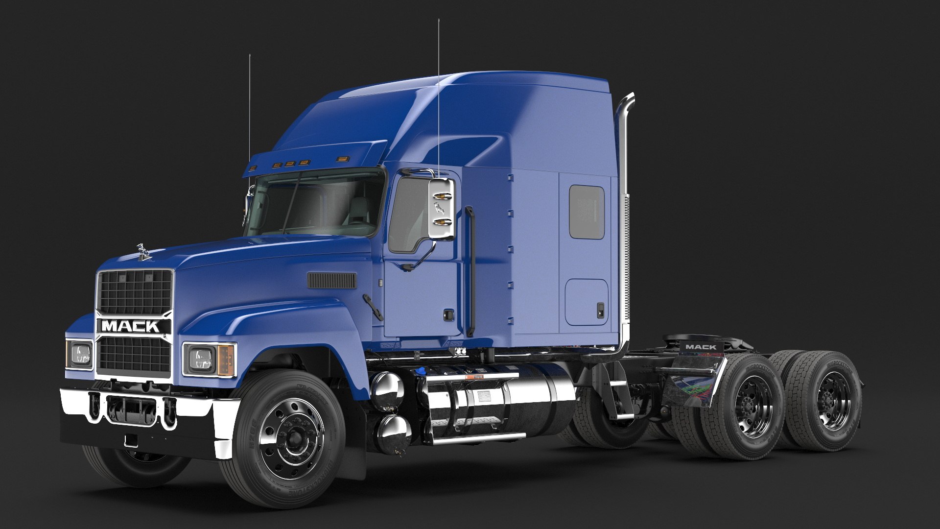 Mack Tractor 2025 Blue Rigged 3D Model - TurboSquid 2296399