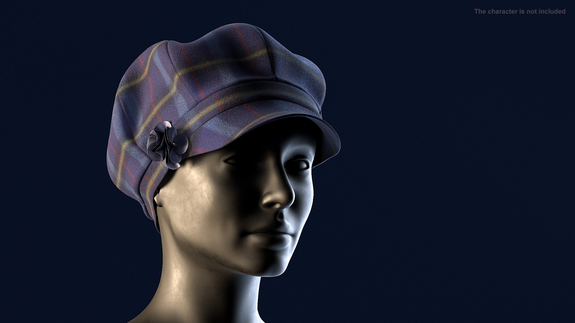 Ladies Tweed Newsboy Hat - 01 3D Model - TurboSquid 2269458