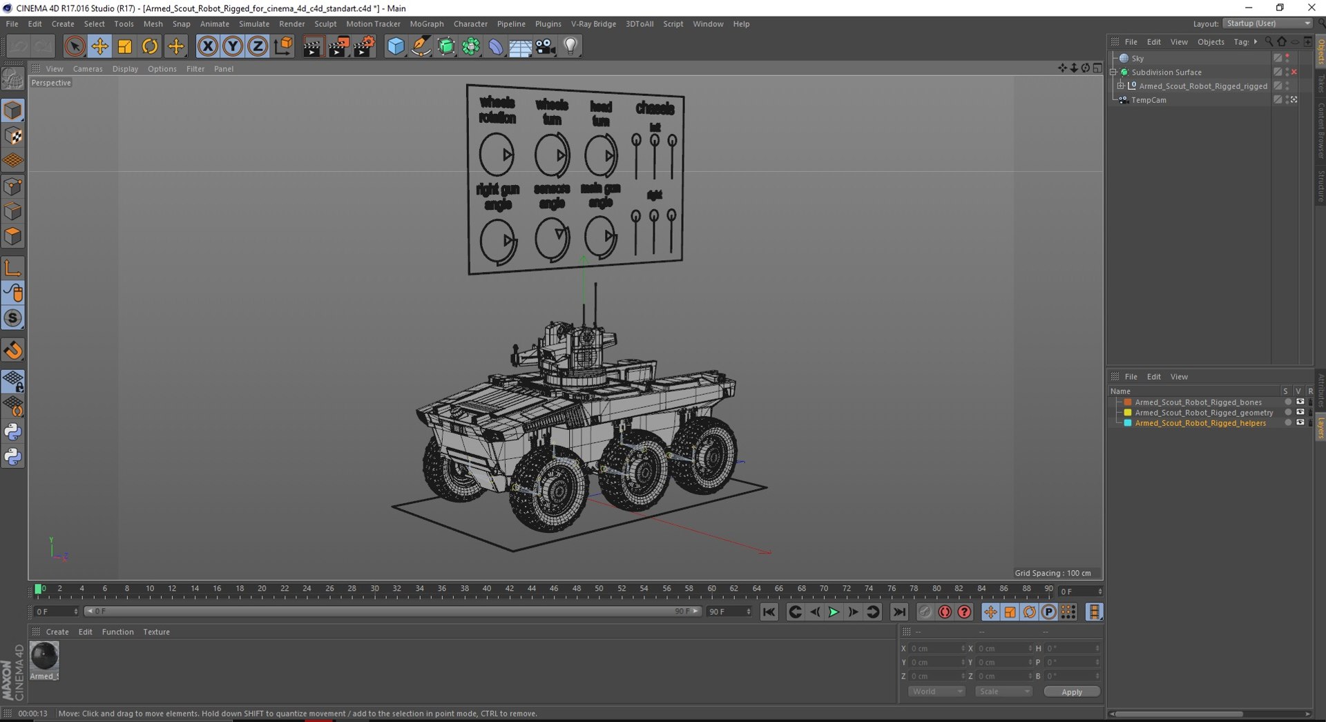 3D Armed Scout Robot Rigged For Cinema 4D Model - TurboSquid 2124507